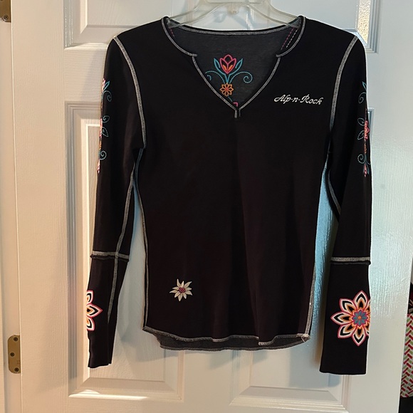 Alp N Rock | Tops | Alp N Rock Black Floral Embroidered Long Sleeve Top ...